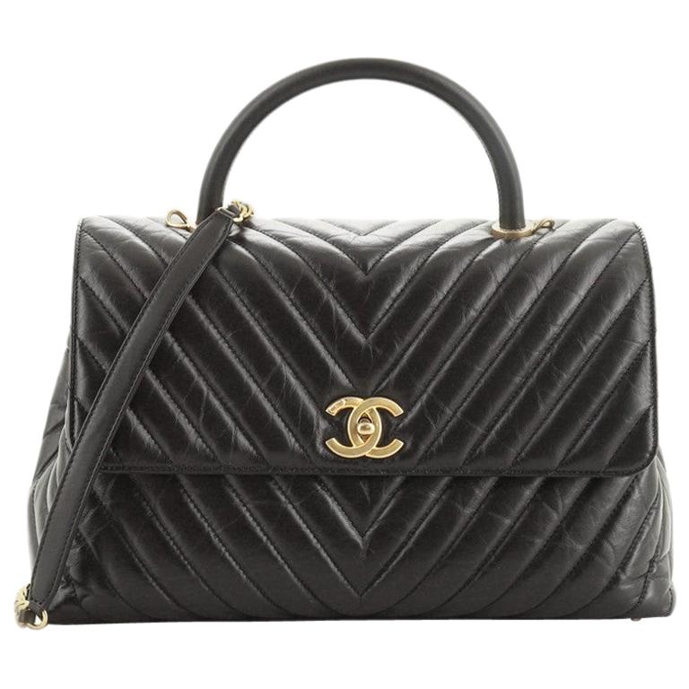 Chanel Coco Top Handle Bag Chevron Calfskin Large at 1stDibs