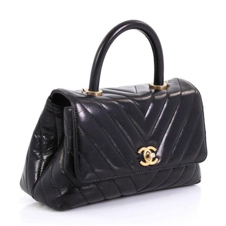 Chanel Coco Top Handle Bag Chevron Calfskin Mini at 1stDibs