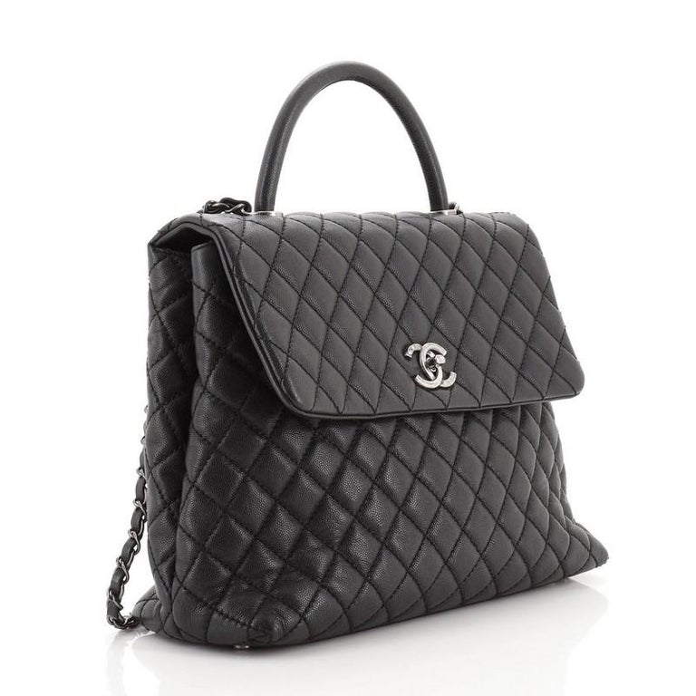 Chanel Coco Top Handle Bag Quilted Caviar Large at 1stDibs