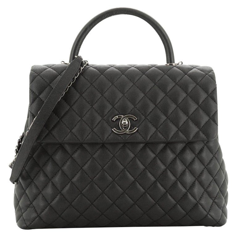 Chanel Coco Top Handle Bag Quilted Caviar Large at 1stDibs