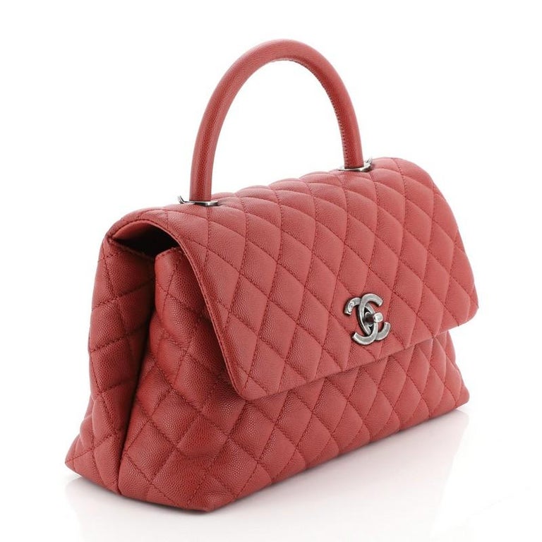 Chanel Coco Top Handle Bag Quilted Caviar Medium at 1stDibs
