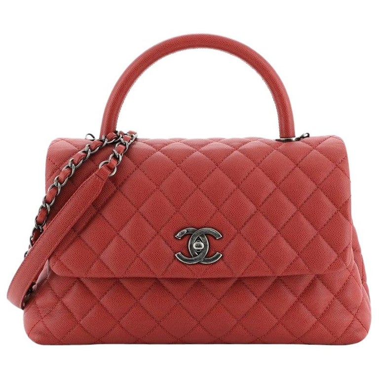 Chanel Coco Top Handle Bag Quilted Caviar Medium at 1stDibs
