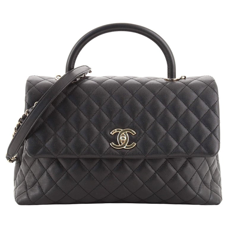 Chanel Coco Top Handle Bag Quilted Caviar Medium For Sale at 1stDibs
