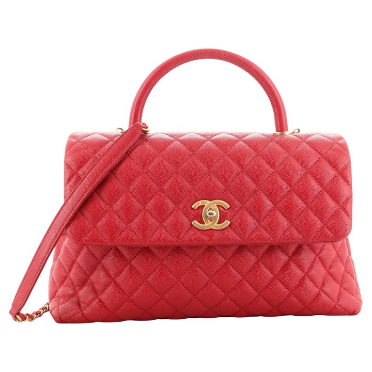 Chanel Coco Top Handle Bag Quilted Caviar Medium For Sale at 1stDibs