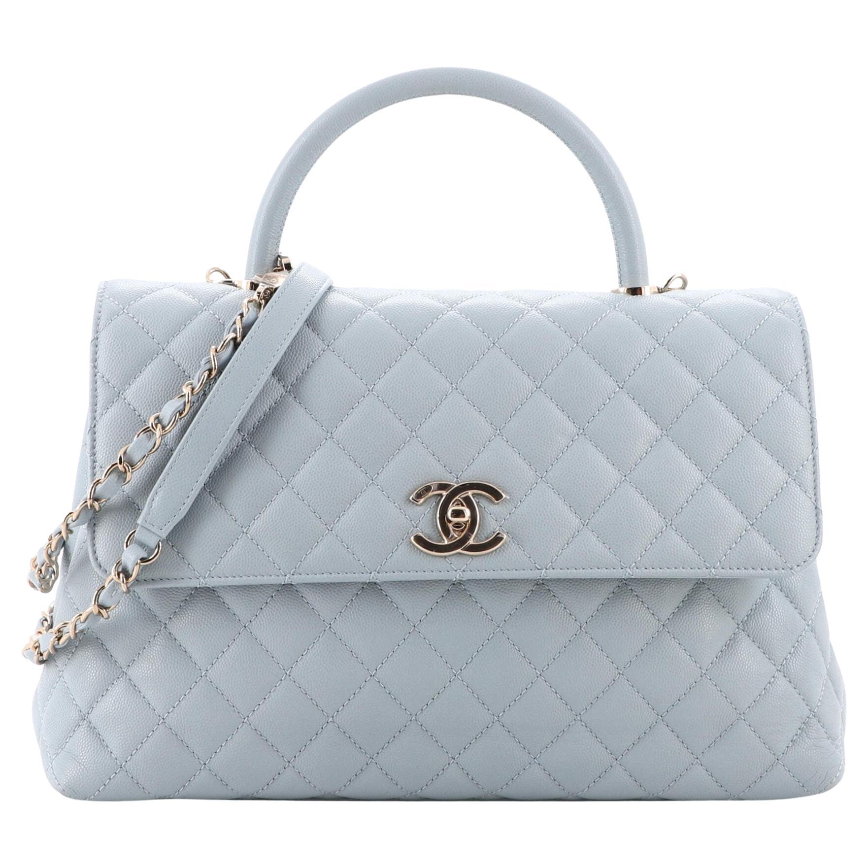 Chanel Coco Top Handle Bag Quilted Caviar Medium at 1stDibs