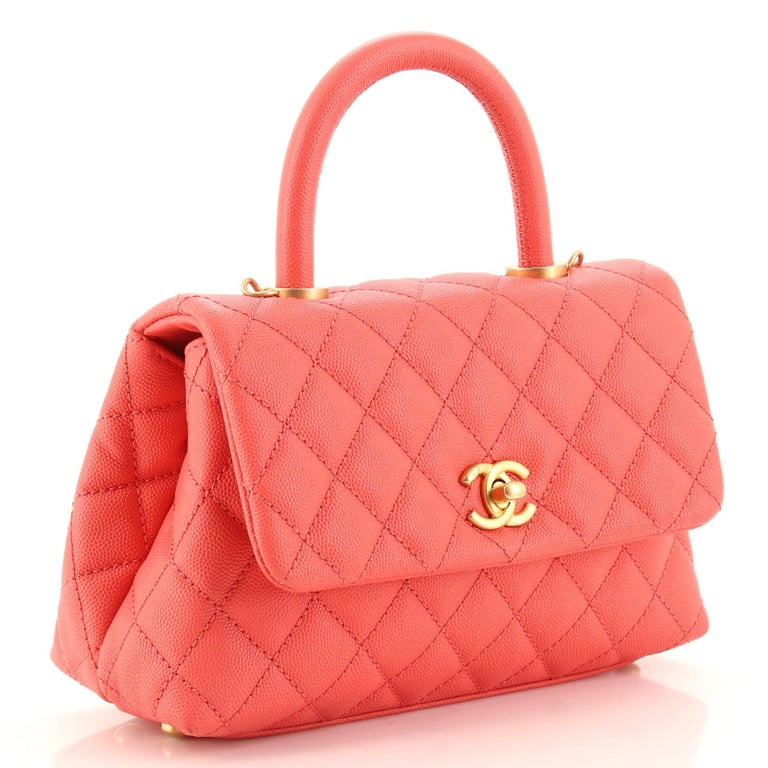 Chanel Coco Top Handle Bag Quilted Caviar Mini For Sale at 1stDibs