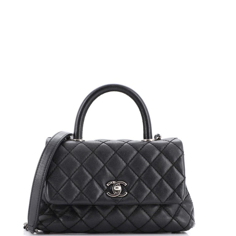 Chanel Coco Top Handle Bag Quilted Caviar Mini For Sale at 1stDibs