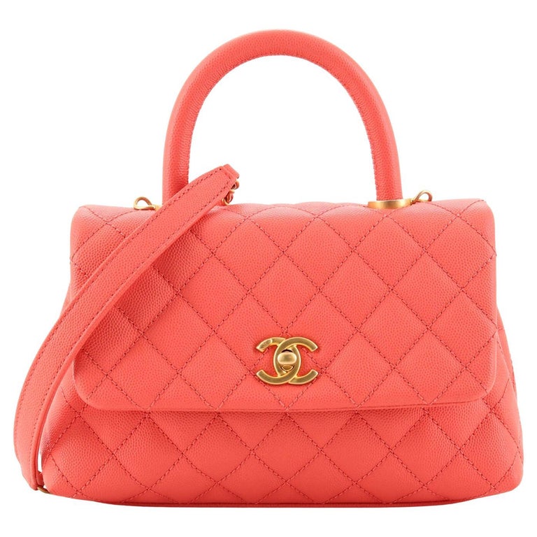 Chanel Coco Top Handle Bag Quilted Caviar Mini For Sale at 1stDibs