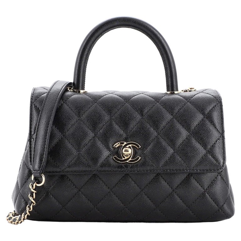 Chanel Coco Top Handle Bag Quilted Caviar Mini For Sale at 1stDibs