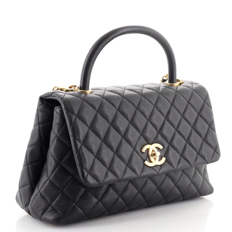 Chanel Coco Top Handle Bag Quilted Caviar Small at 1stDibs