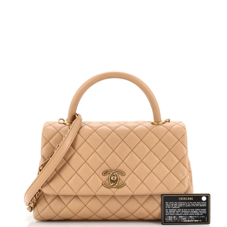 Chanel Coco Top Handle Bag Quilted Caviar Small For Sale at 1stDibs