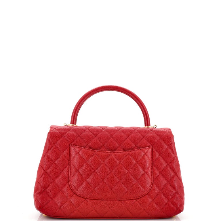 Chanel Coco Top Handle Bag Quilted Caviar Small For Sale at 1stDibs