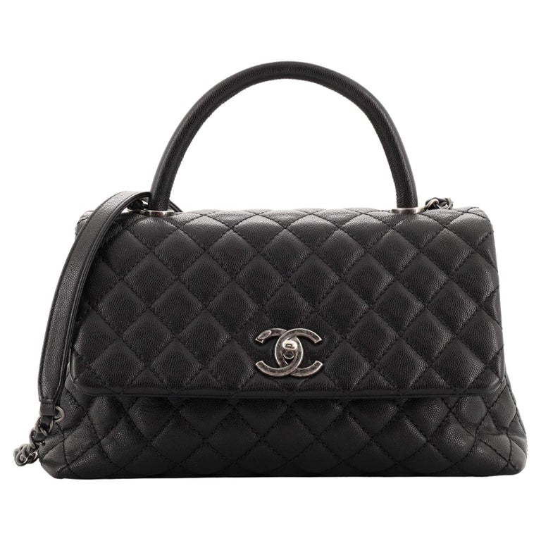 Chanel Coco Top Handle Bag Quilted Caviar Small For Sale at 1stDibs