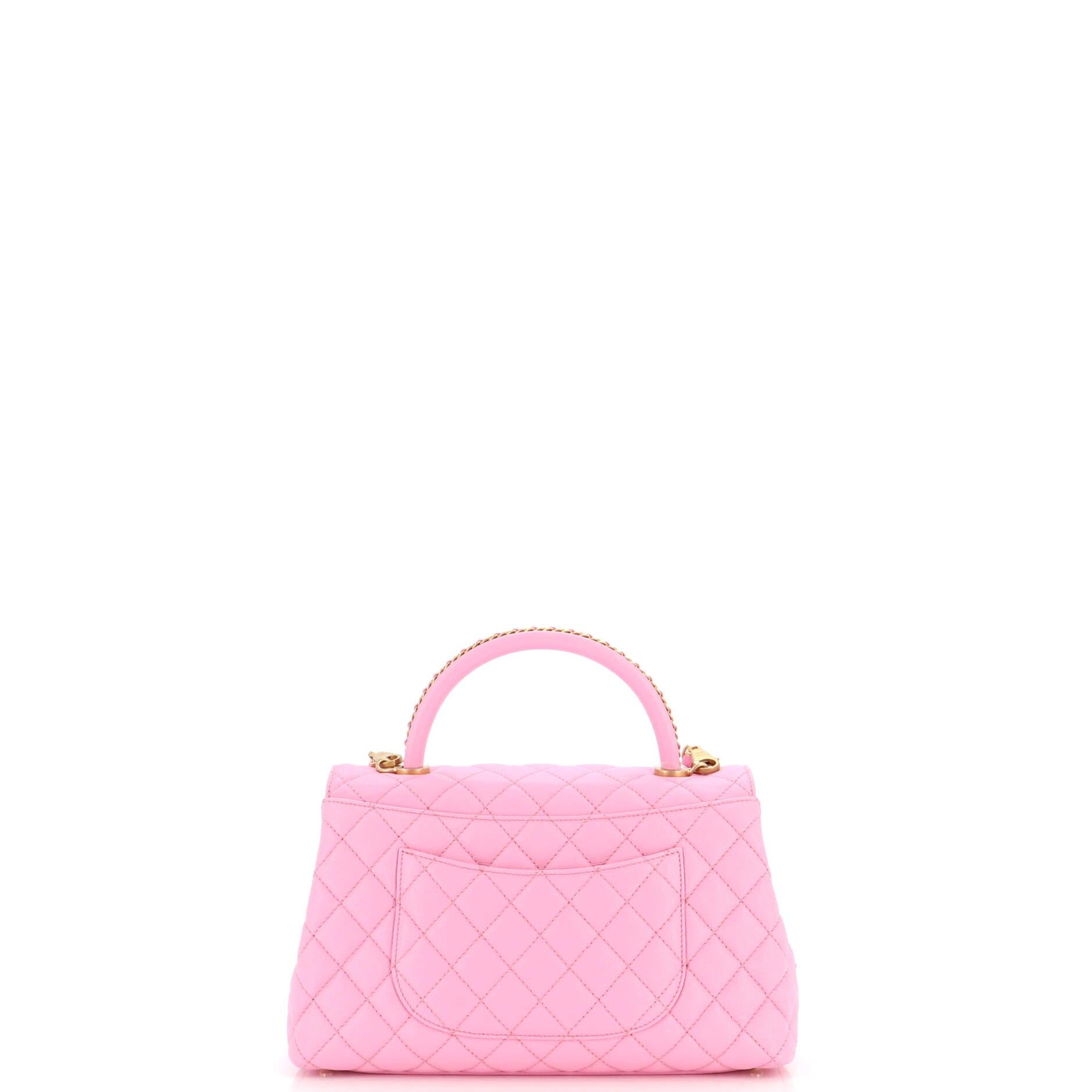Chanel Coco Top Handle Bag Quilted Caviar with Chain Detail Handle ...