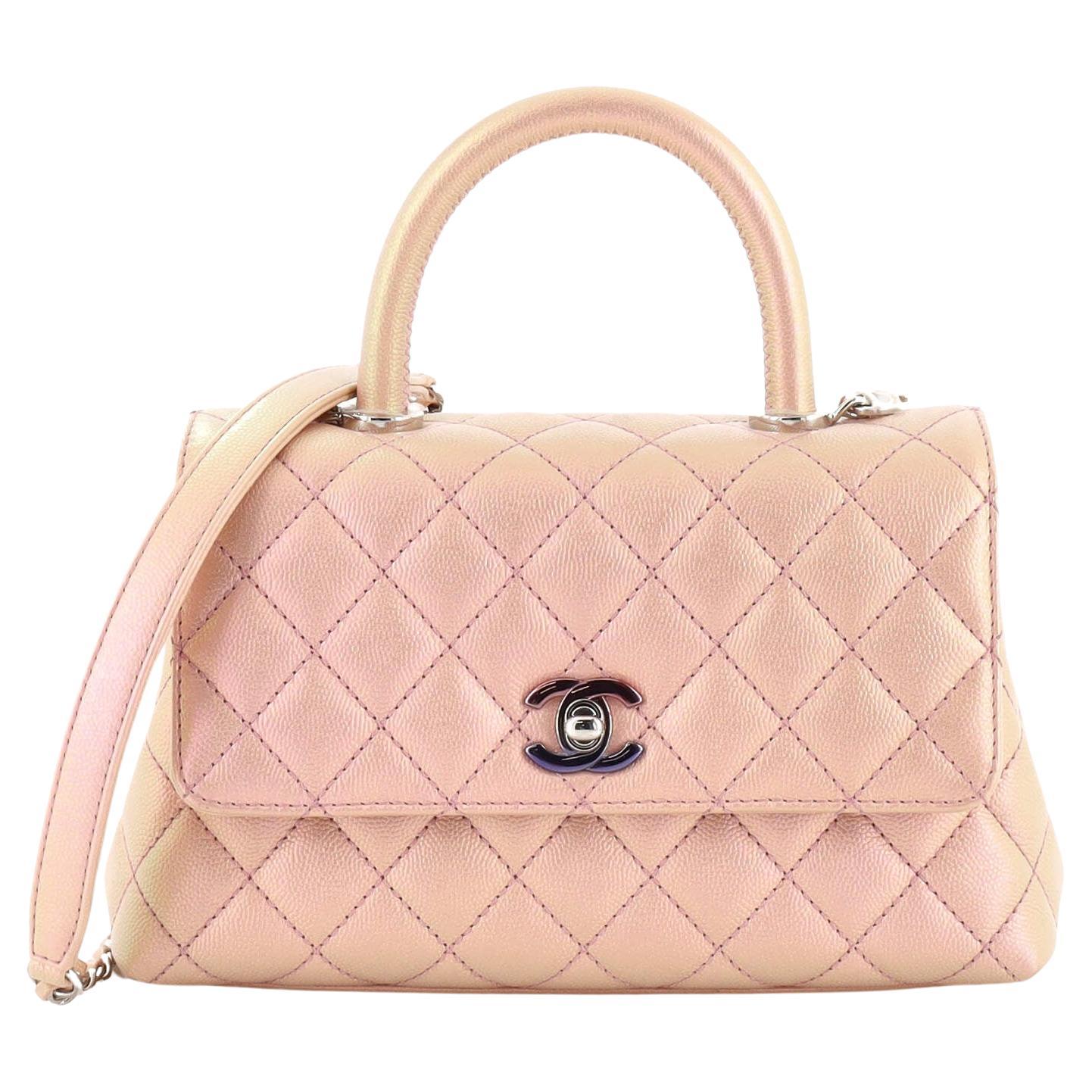 Chanel Coco Top Handle Bag Quilted Iridescent Caviar with Gradient ...