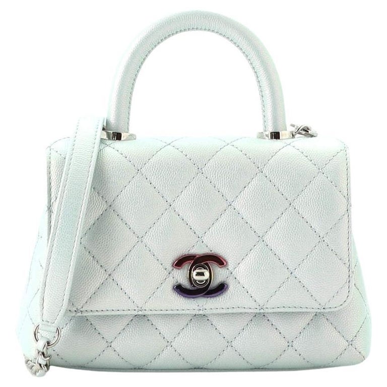Chanel Coco Top Handle Bag Quilted Iridescent Caviar with Gradient ...