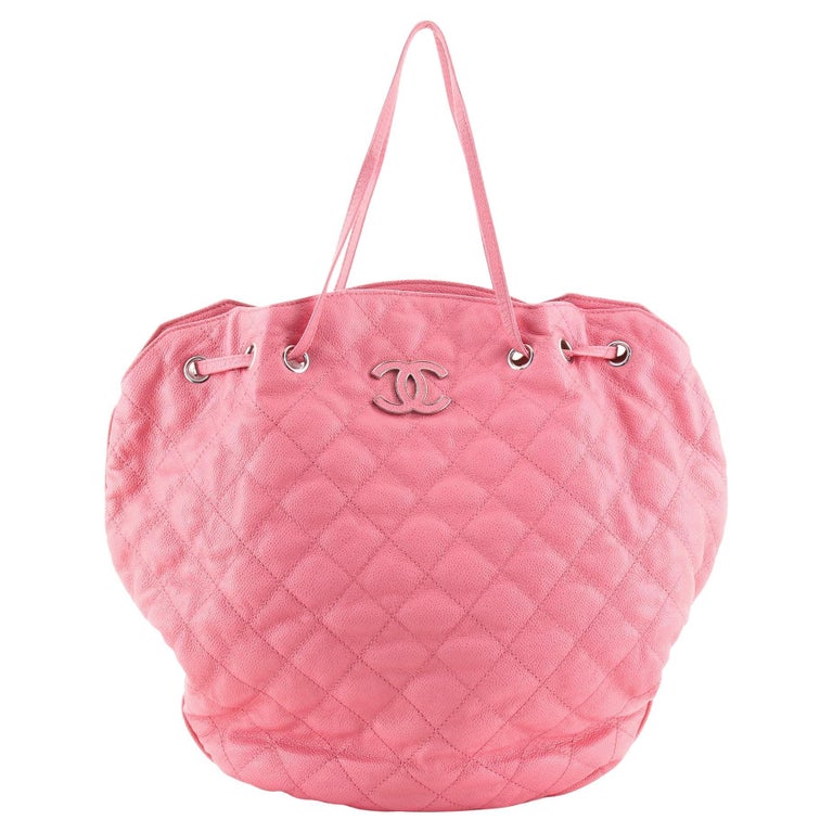 Chanel Cocomark Drawstring Tote Quilted Caviar at 1stDibs