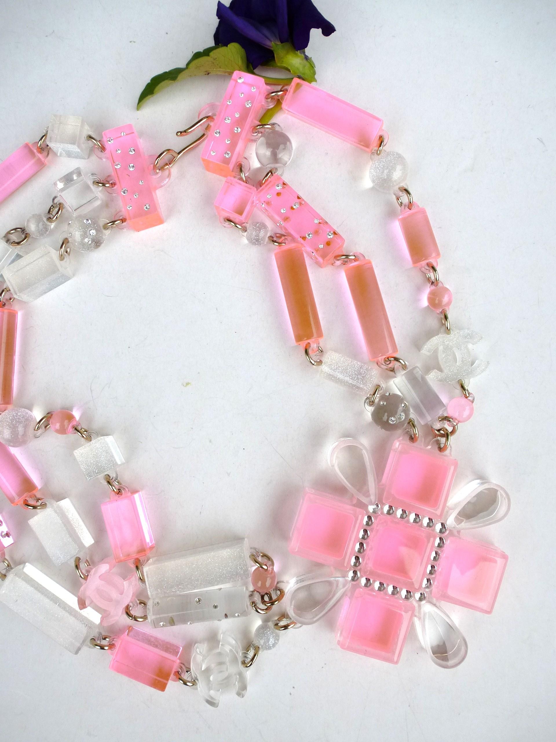 Chanel Collier pink and clear lucite elements 2000s at 1stDibs | shenel ...