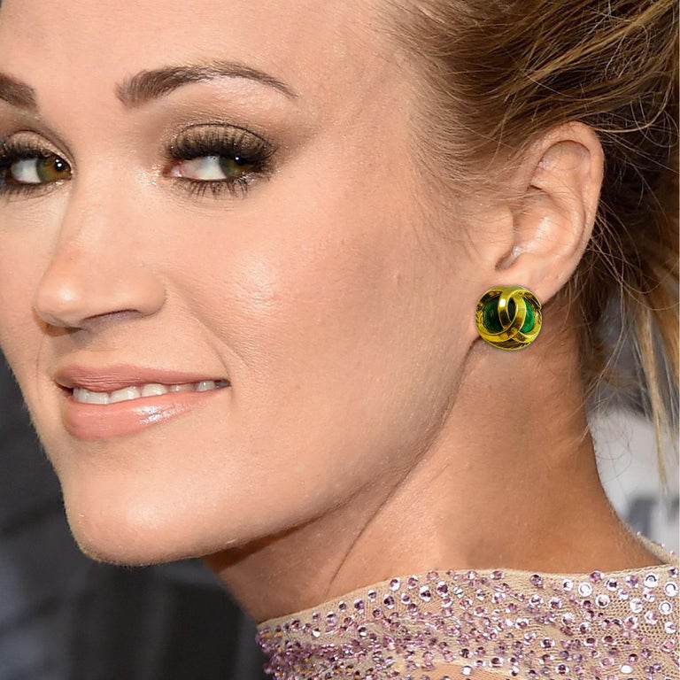 Chanel Color Stone Earring 18 Karat Gold Plated Vintage Clip on For ...