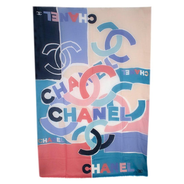Chanel Colorblock CC Cashmere Stole For Sale at 1stDibs
