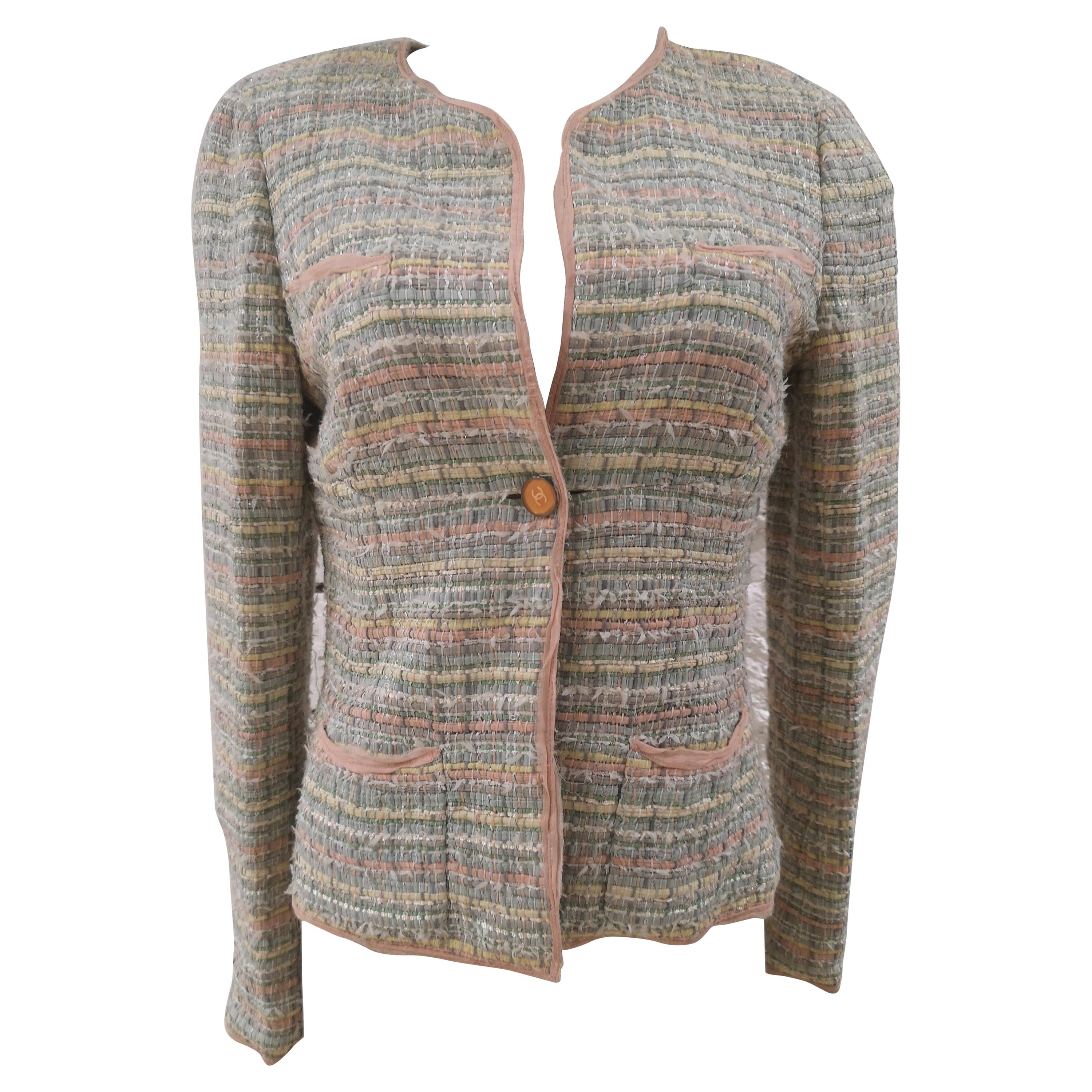 1996 Vintage Chanel Azure Wool Jacket at 1stDibs | vintage chanel ...