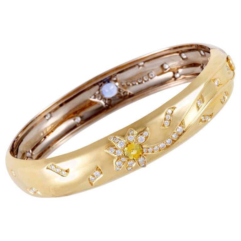 Chanel Comete 18K White and Yellow Gold Diamond and Sapphire Bangle ...