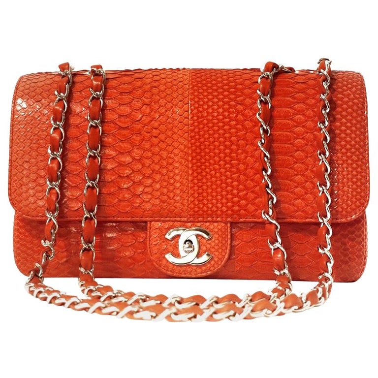 Chanel Coral Python Jumbo Flap at 1stDibs