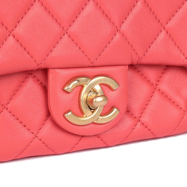 CHANEL Coral Red Quilted Lambskin Jewels Square Mini Flap Bag at 1stDibs