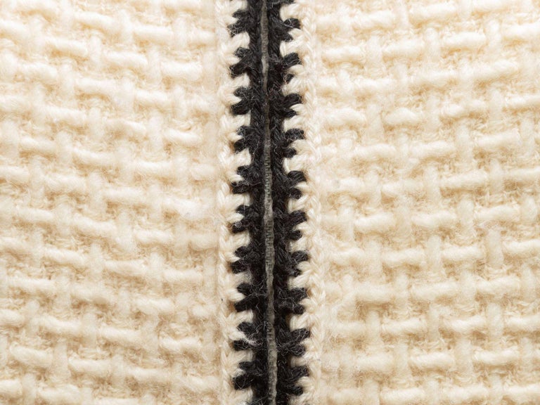 Chanel Cream and Black Wool Boucle Coat For Sale at 1stDibs