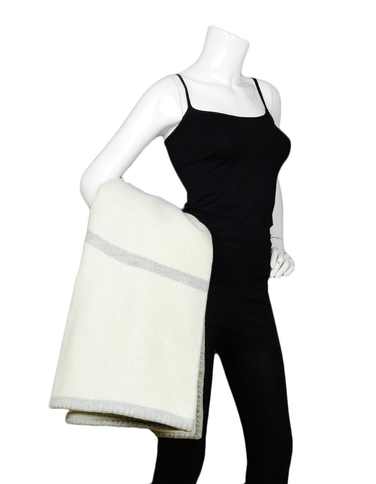 Chanel Cream/Grey Merino Wool and Cashmere CC Throw Blanket For Sale at ...