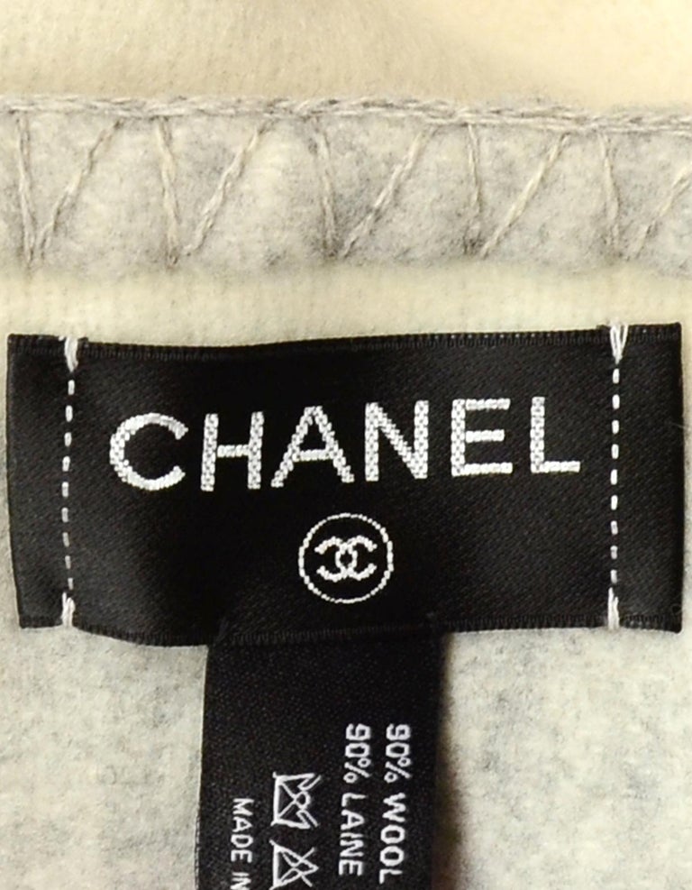 Chanel Cream/Grey Merino Wool and Cashmere CC Throw Blanket For Sale at ...