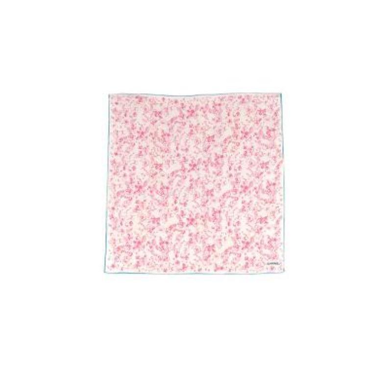 Chanel Cream and Pink CC Floral Scarf at 1stDibs | cream floral scarf