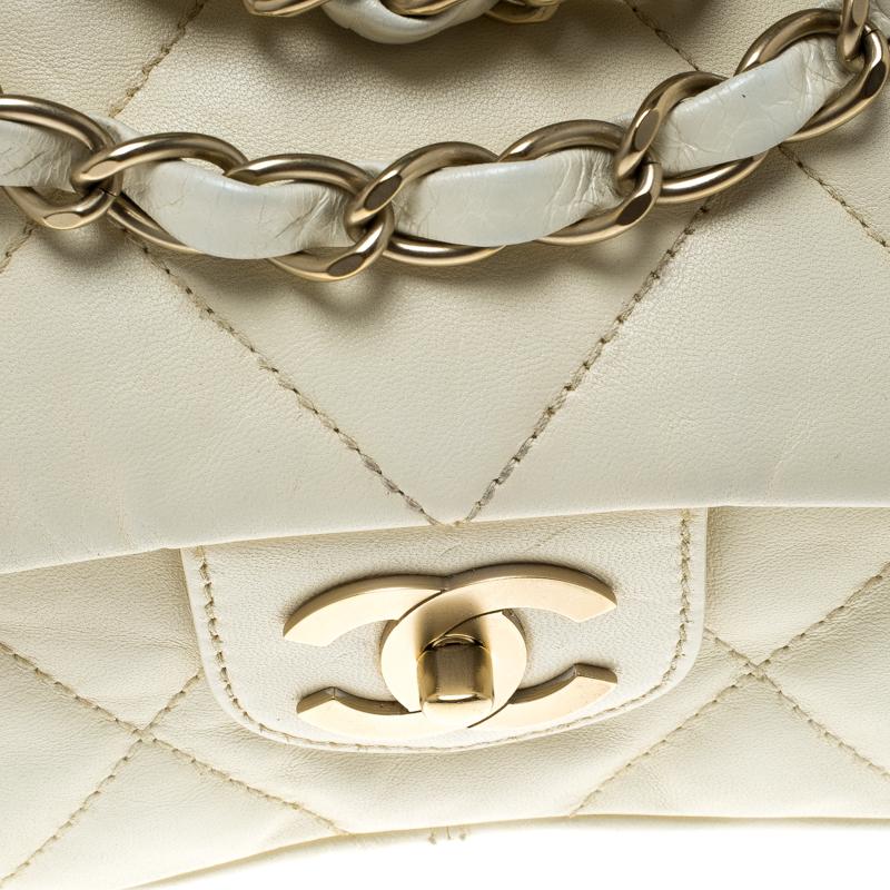 Chanel Cream Quilted Leather Flap Bag For Sale at 1stDibs | chanel ...