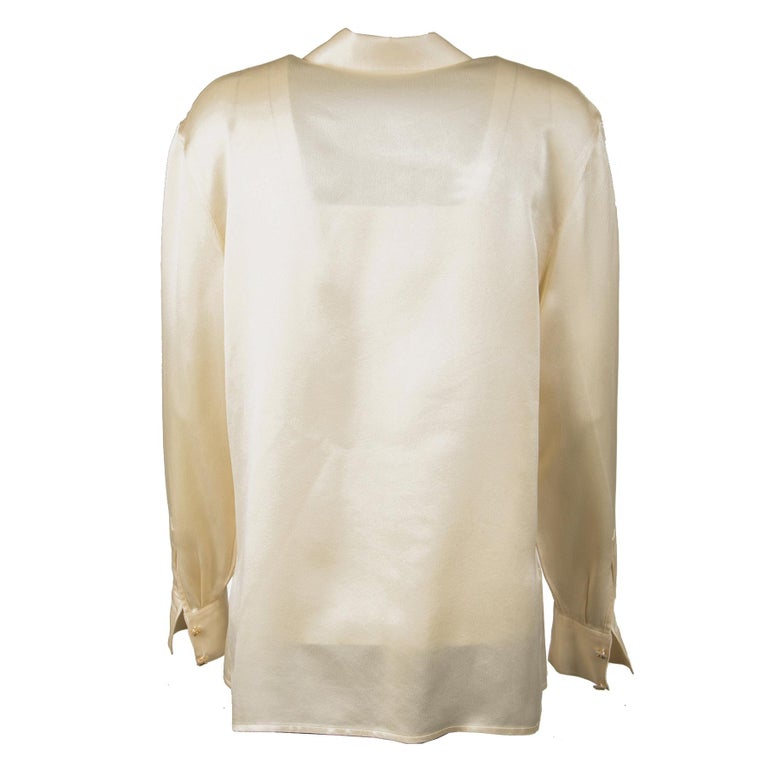 Chanel Cream Silk Blouse at 1stDibs | cream silk shirt, chanel silk ...