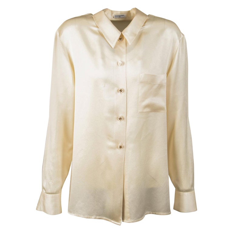 Chanel Cream Silk Blouse at 1stDibs | cream silk shirt, chanel silk ...