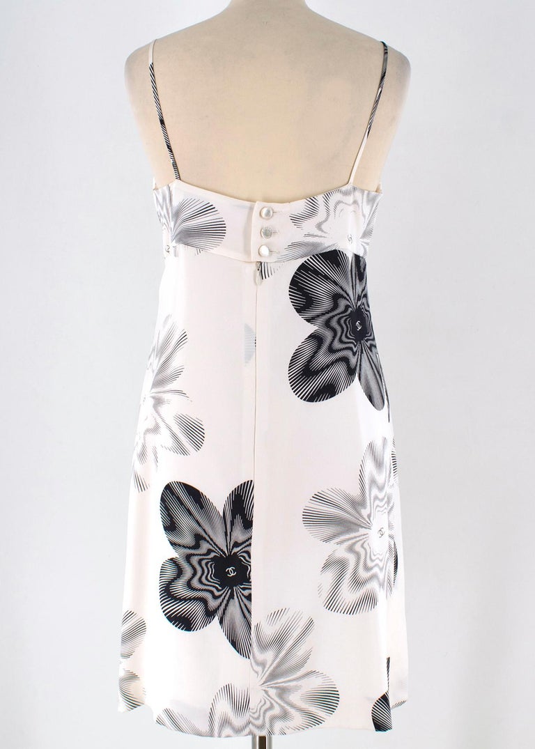Chanel Cream Silk Floral Patterned Slip Dress SIZE 38 at 1stDibs ...