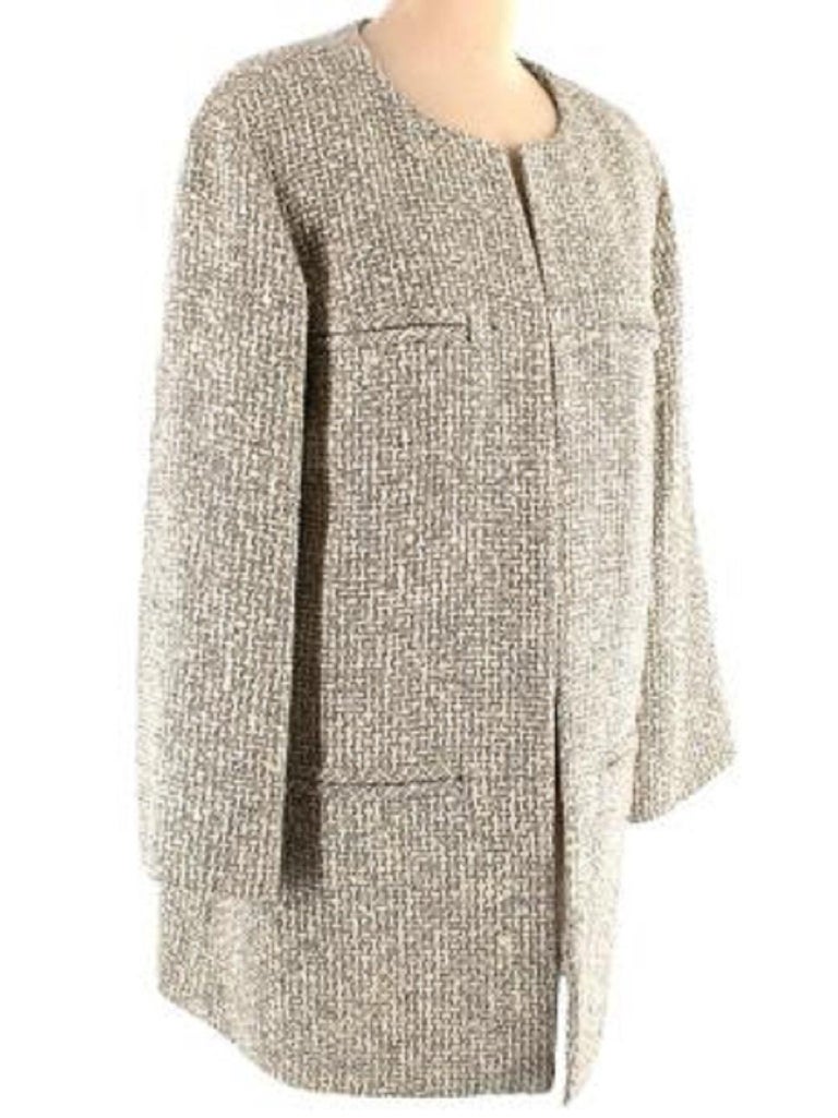 Chanel Cream, White and Black Weave Jacket For Sale at 1stDibs