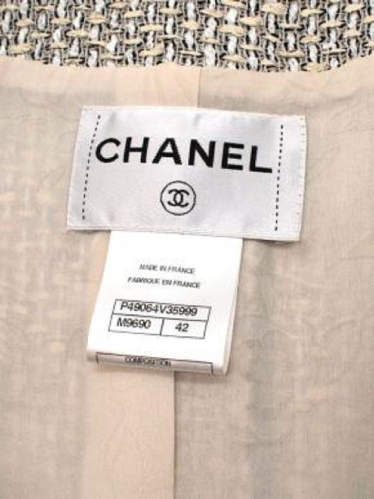 Chanel Cream, White and Black Weave Jacket For Sale at 1stDibs