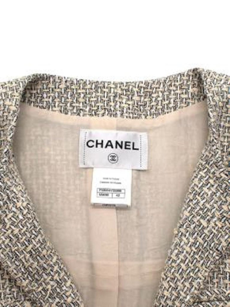 Chanel Cream, White and Black Weave Jacket For Sale at 1stDibs