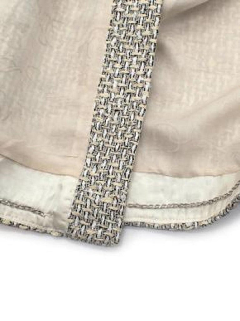Chanel Cream, White and Black Weave Jacket For Sale at 1stDibs