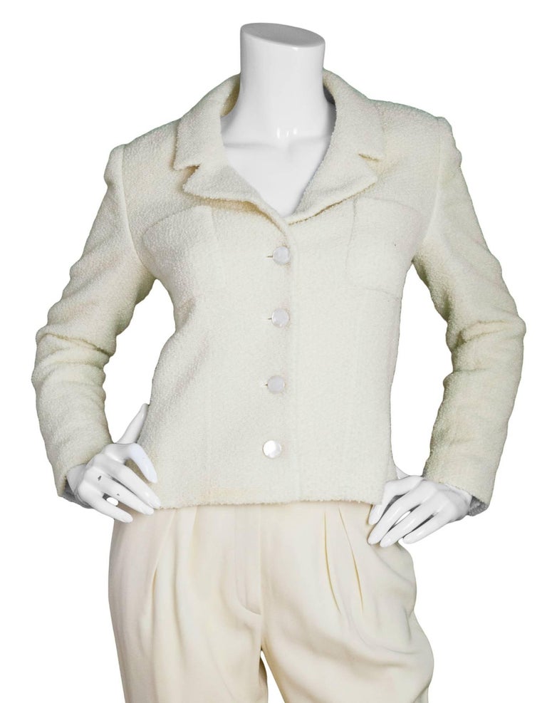Chanel Cream Wool Jacket Sz FR34 For Sale at 1stDibs
