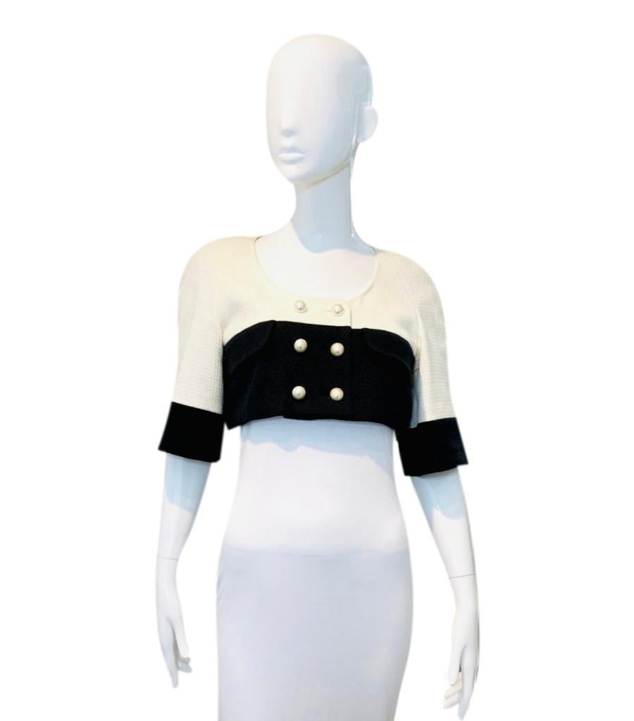 Chanel Cropped Jacket With Pearl Buttons For Sale at 1stDibs