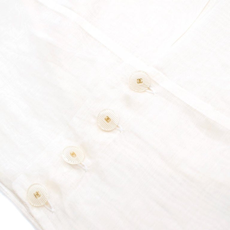Chanel Cropped White Pleated Silk Top SIZE 40 at 1stDibs | chanel silk ...