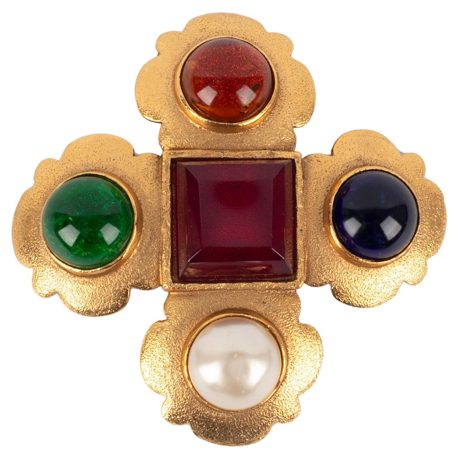 Chanel cross brooch For Sale at 1stDibs