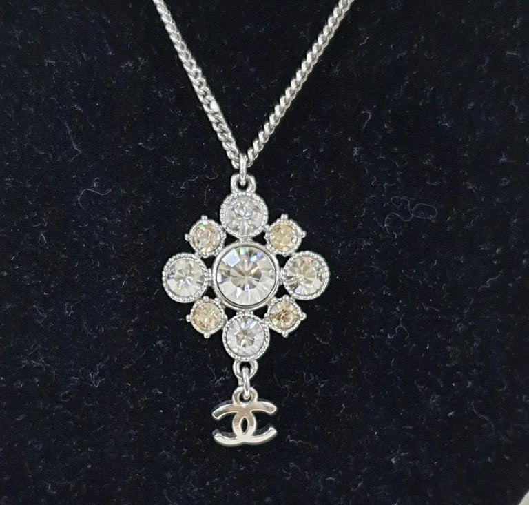 CHANEL Crystal CC Logo Pendent Necklace For Sale at 1stDibs