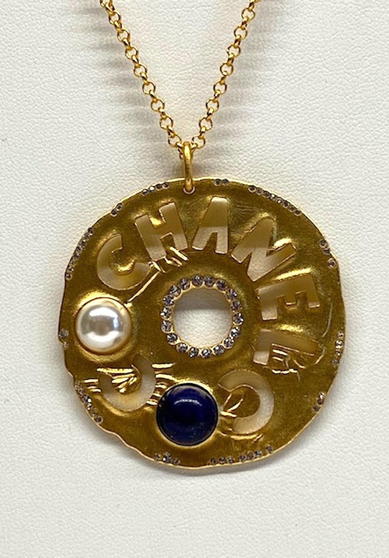 Chanel Cut Out Disk Pendant Necklace, 2019 Cruise Collection at 1stDibs