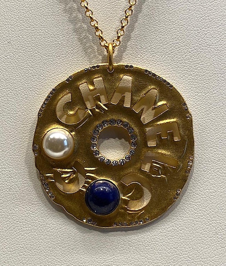Chanel Cut Out Disk Pendant Necklace, 2019 Cruise Collection at 1stDibs