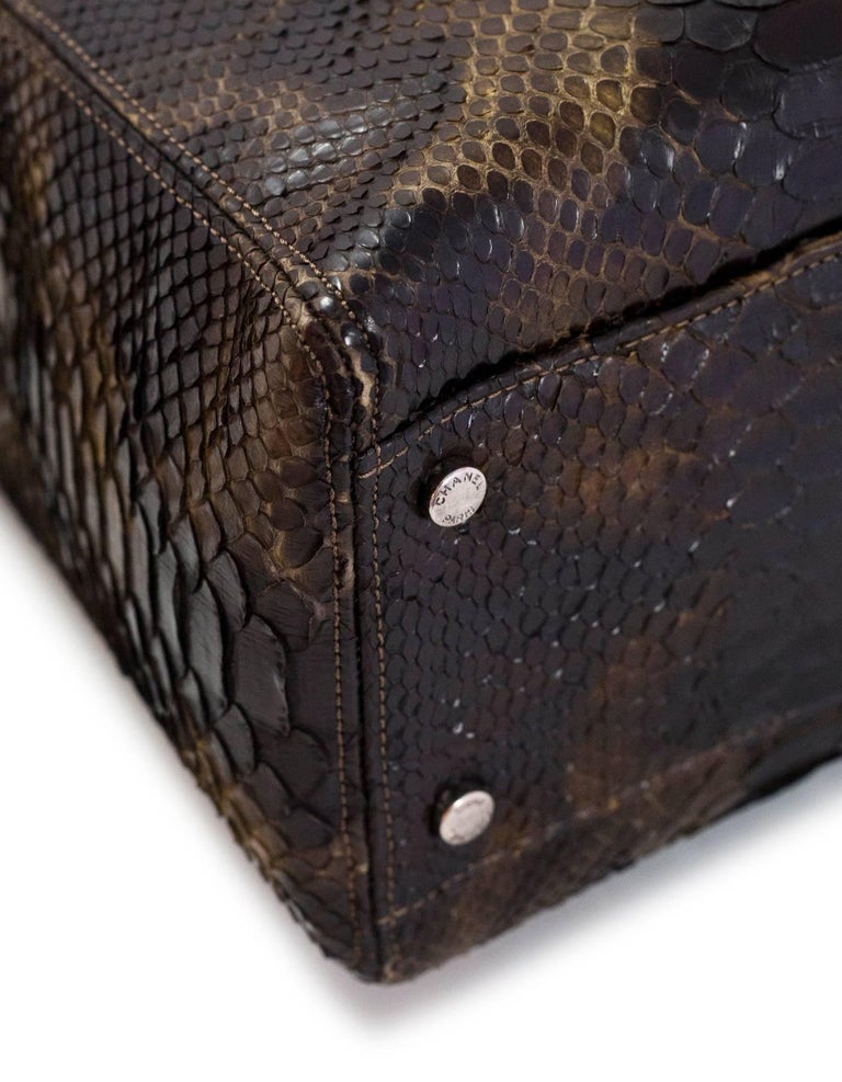 Chanel Dark Beige Python Executive Large Cerf Tote Bag For Sale at 1stDibs