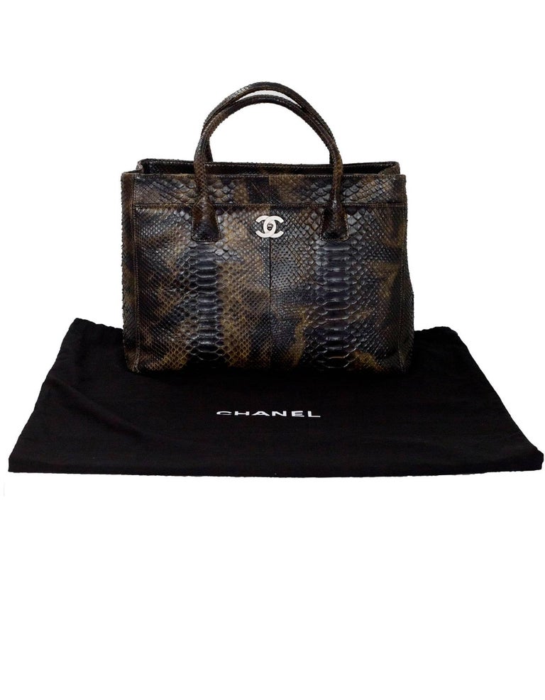 Chanel Dark Beige Python Executive Large Cerf Tote Bag For Sale at 1stDibs