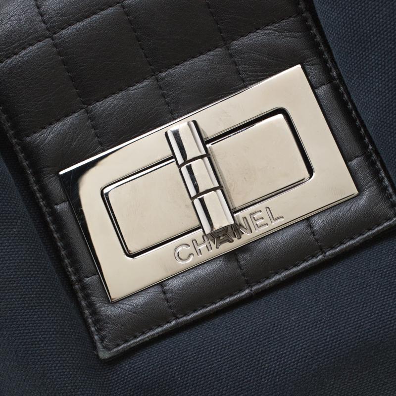 Chanel Dark Blue/Black Cruise Rope Canvas and Leather Cabas Tote For ...